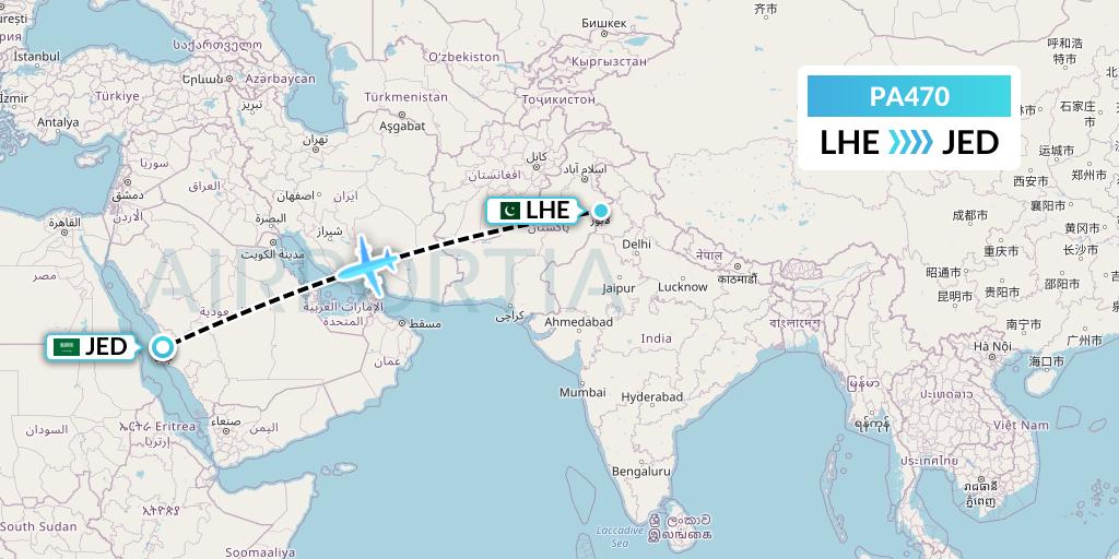 PA470 Flight Status AirBlue: Lahore to Jeddah (ABQ470)