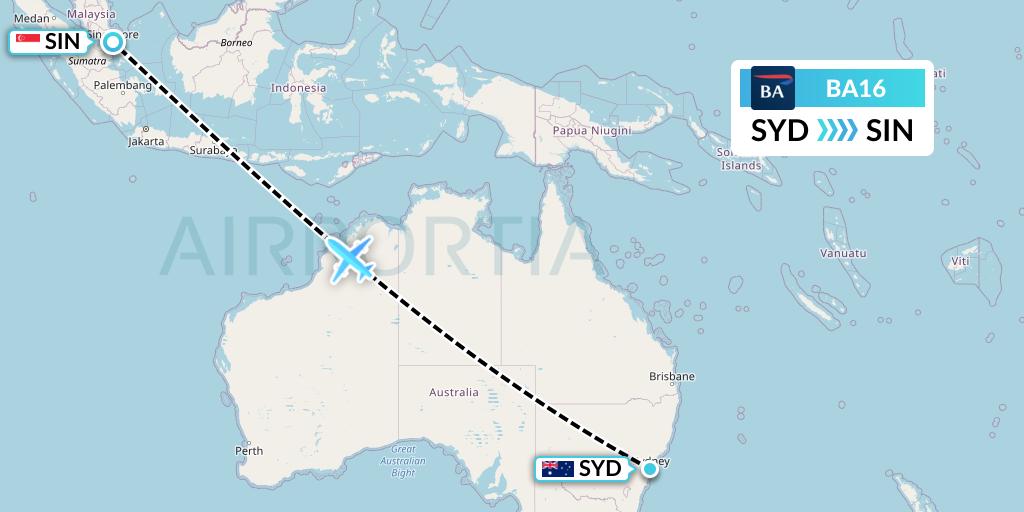 BA16 Flight Status British Airways: Sydney to Singapore (BAW16)