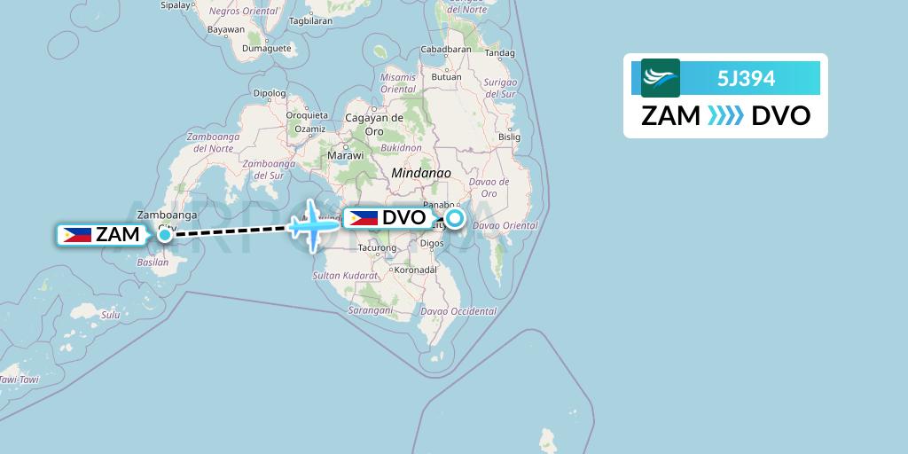 5J394 Flight Status CEBU Pacific Air: Zamboanga to Davao City (CEB394)