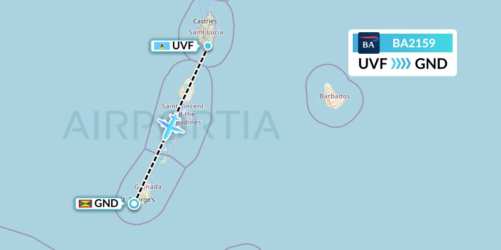 BA2159 Flight Status British Airways: Vieux Fort to Point Salines (BAW2159)