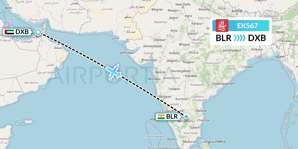 EK567 Flight Status Emirates: Bangalore to Dubai (UAE567)