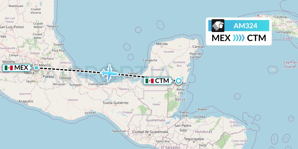 AM324 Flight Status Aeromexico: Mexico City to Chetumal (AMX324)
