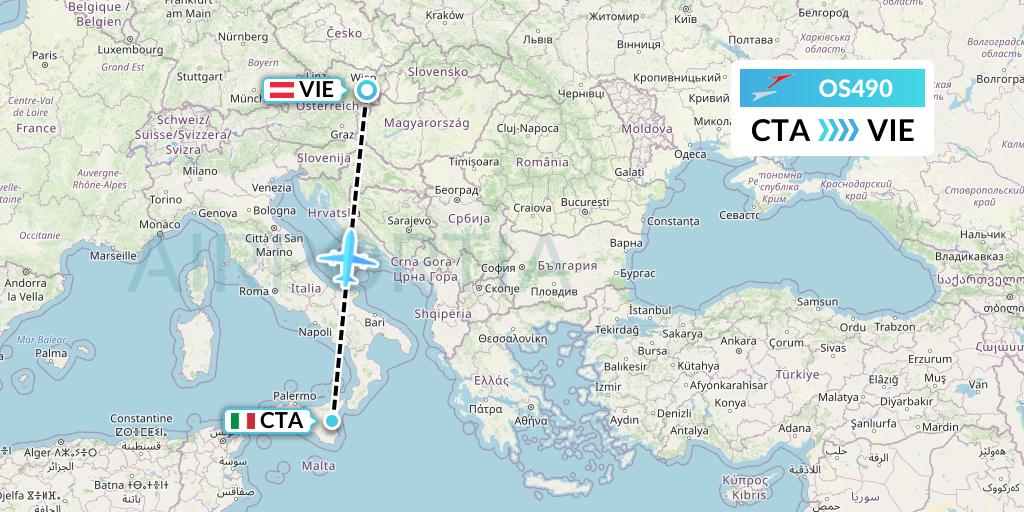 OS490 Flight Status Austrian Airlines: Catania to Vienna (AUA490)