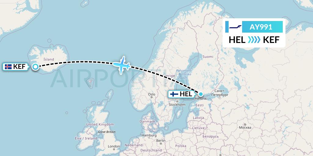 AY991 Flight Status Finnair: Helsinki to Reykjavik (FIN991)
