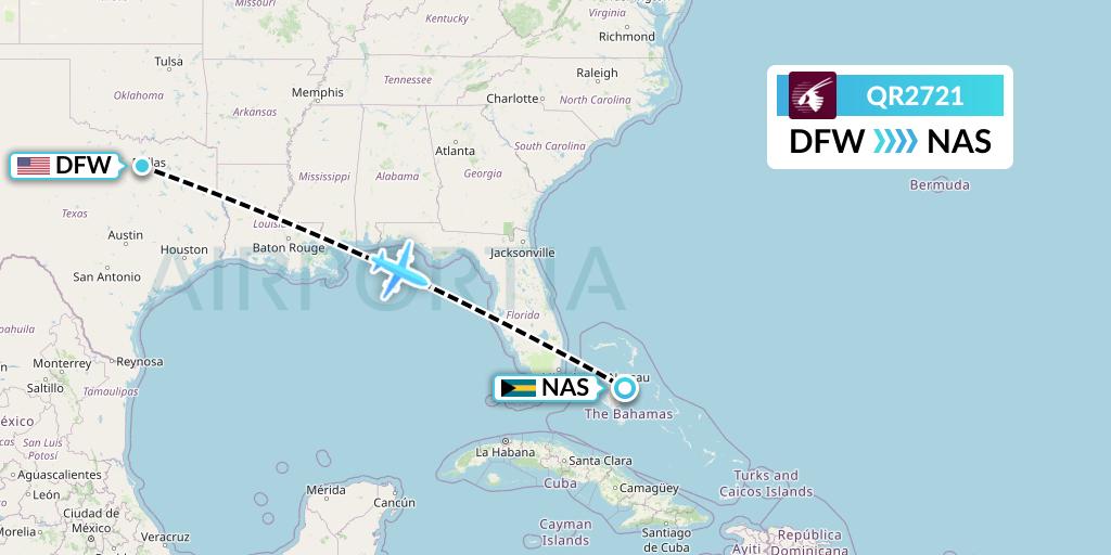 QR2721 Flight Status Qatar Airways: Dallas to Nassau (QTR2721)