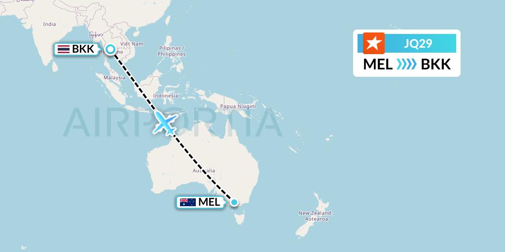 JQ29 Flight Status Jetstar Airways: Melbourne to Bangkok (JST29)