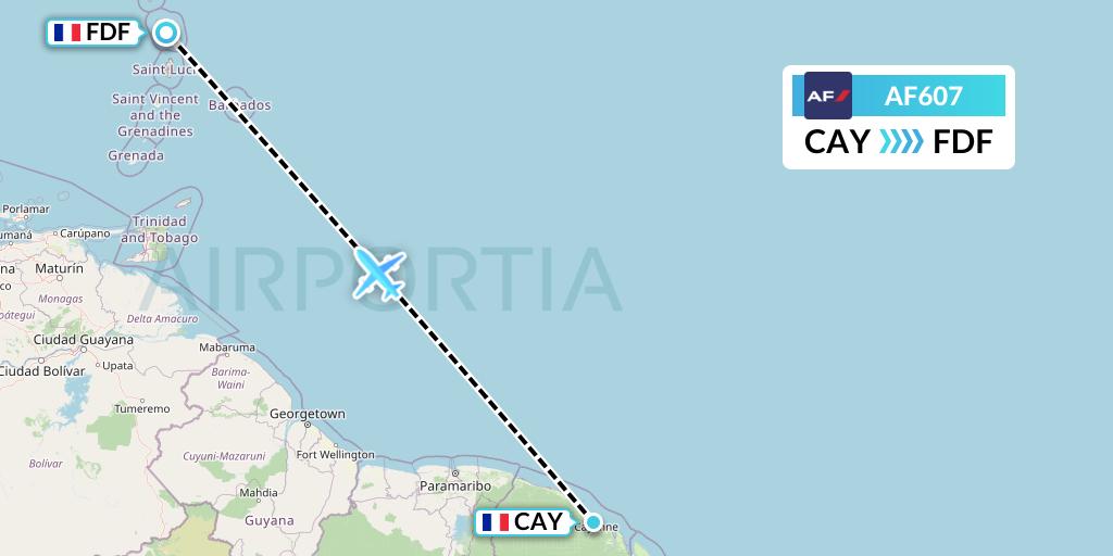 AF607 Flight Status Air France: Cayenne to Fort-de-France (AFR607)