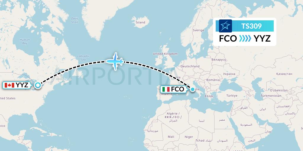 TS309 Flight Status Air Transat: Rome to Toronto (TSC309)
