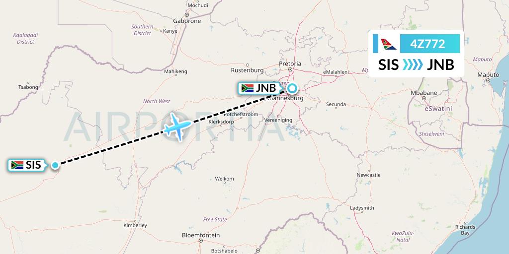 4Z772 Flight Status Airlink: Sishen to Johannesburg (LNK772)
