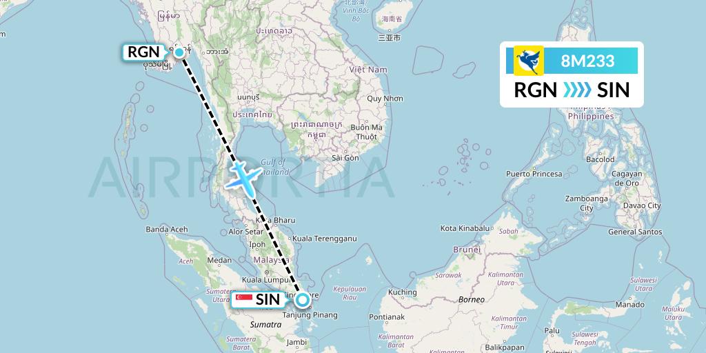 8M233 Flight Status Myanmar Airways International: Yangon to Singapore ...