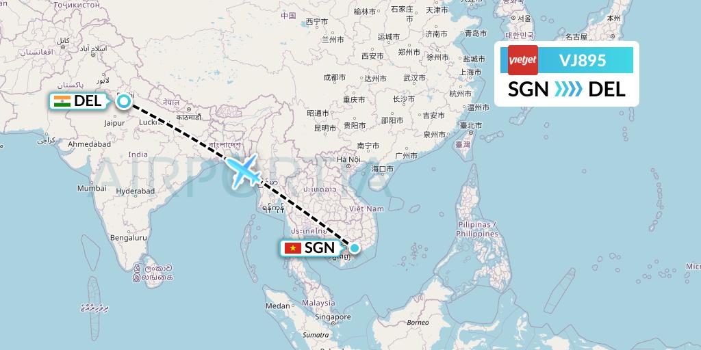 VJ895 Flight Status VietJet Air: Ho Chi Minh City to Delhi (VJC895)
