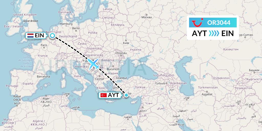 OR3044 Flight Status TUI fly Netherlands: Antalya to Eindhoven (TFL3044)