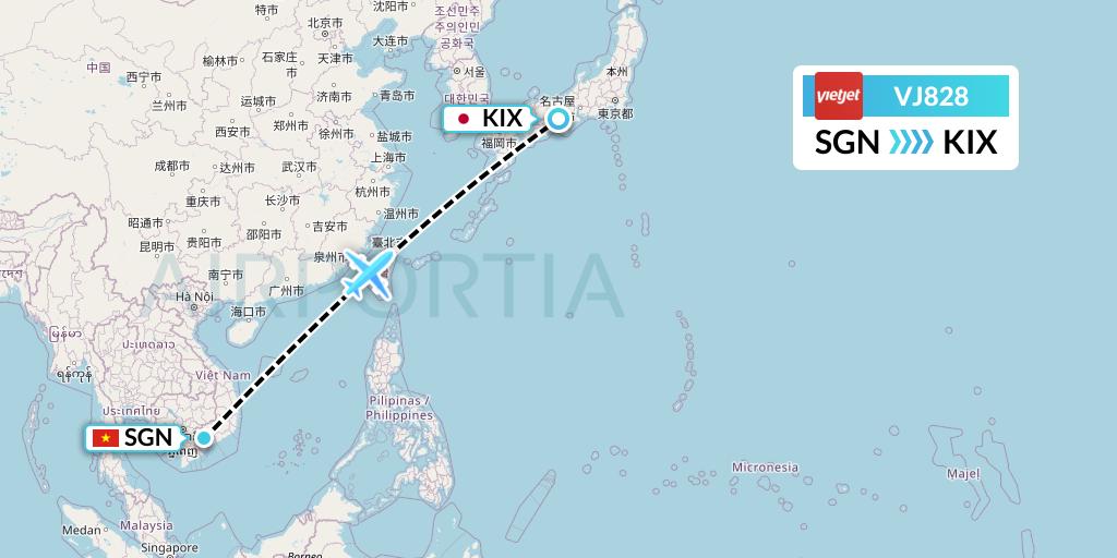 VJ828 Flight Status VietJet Air: Ho Chi Minh City to Osaka (VJC828)