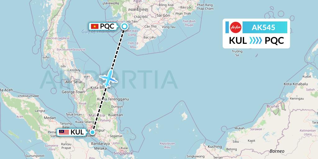 AK545 Flight Status AirAsia: Kuala Lumpur to Phu Quoc (AXM545)