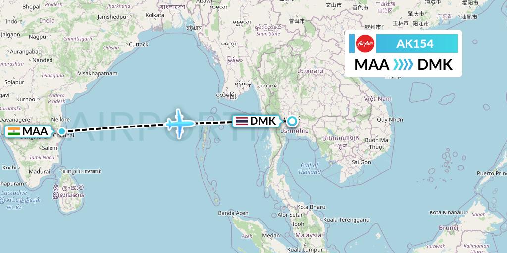 AK154 Flight Status AirAsia: Chennai to Bangkok (AXM154)