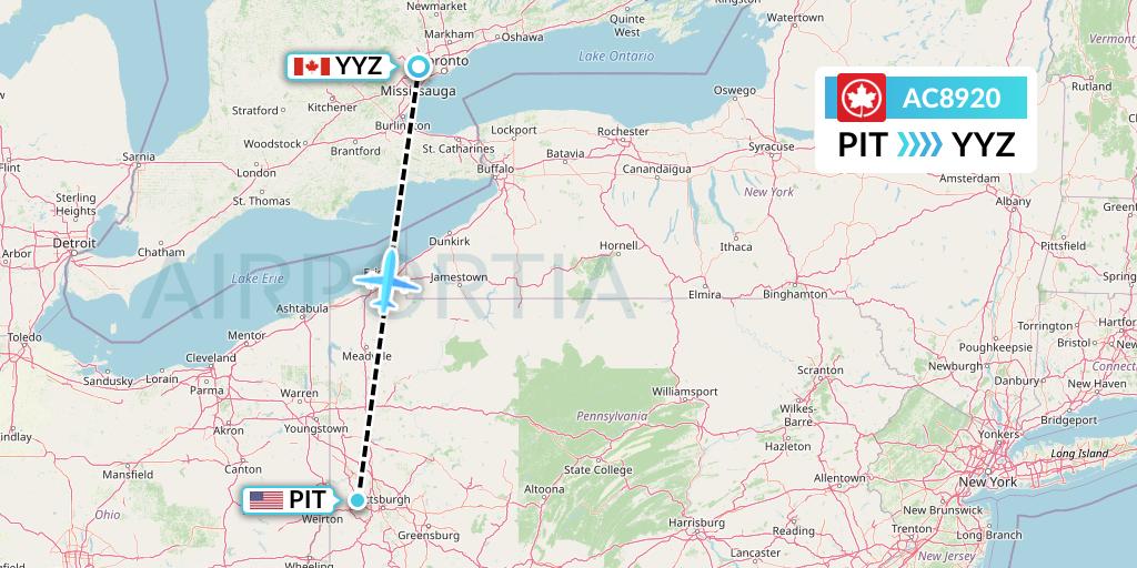 AC8920 Flight Status Air Canada: Pittsburgh to Toronto (ACA8920)