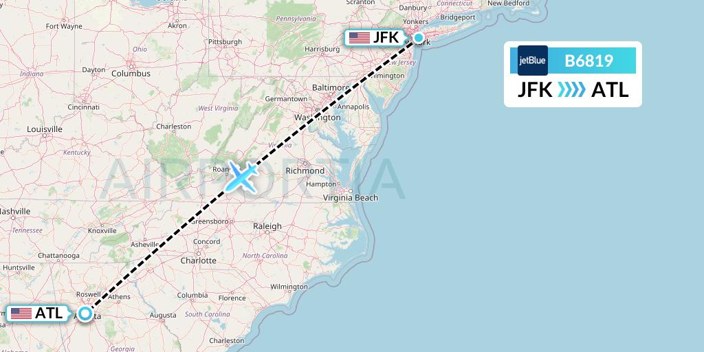 B6819 Flight Status JetBlue Airways: New York to Atlanta (JBU819)
