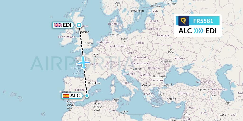 FR5581 Flight Status Ryanair: Alicante to Edinburgh (RYR5581)