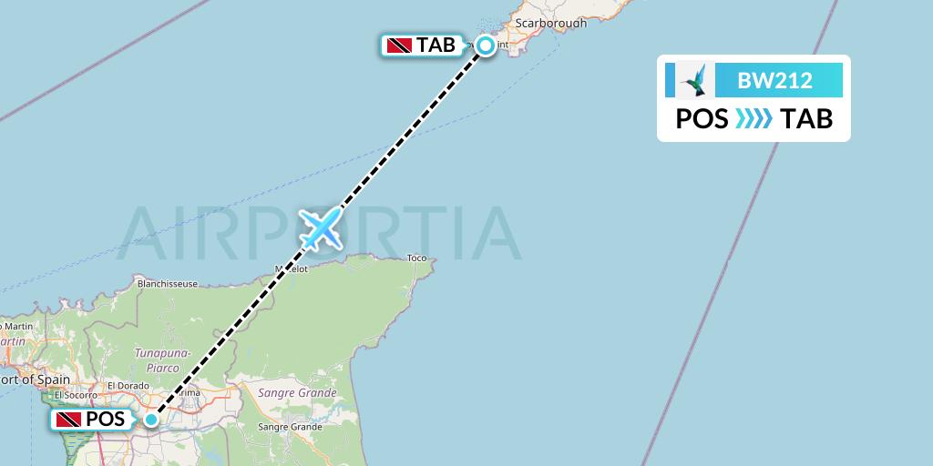 BW212 Flight Status Caribbean Airlines: Port of Spain to Scarborough ...