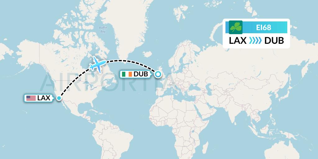 EI68 Flight Status Aer Lingus: Los Angeles to Dublin (EIN68)