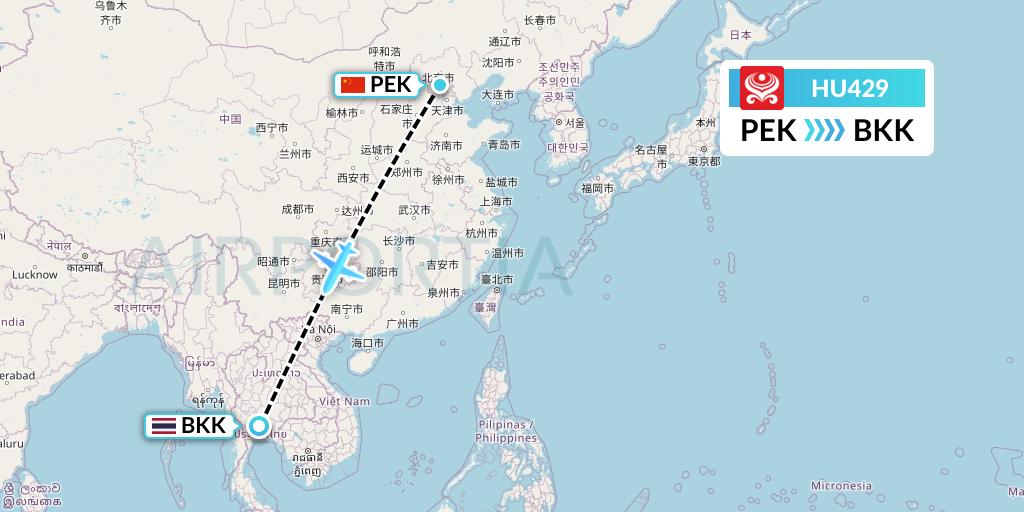 HU429 Flight Status Hainan Airlines: Beijing to Bangkok (CHH429)