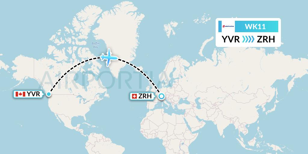 WK11 Flight Status Edelweiss Air: Vancouver to Zurich (EDW11)