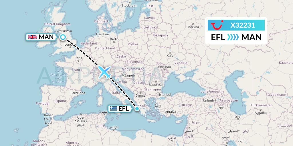 X32231 Flight Status TUI fly Germany: Kefalonia to Manchester (TUI2231)