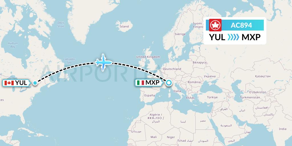 AC894 Flight Status Air Canada: Montreal to Milan (ACA894)