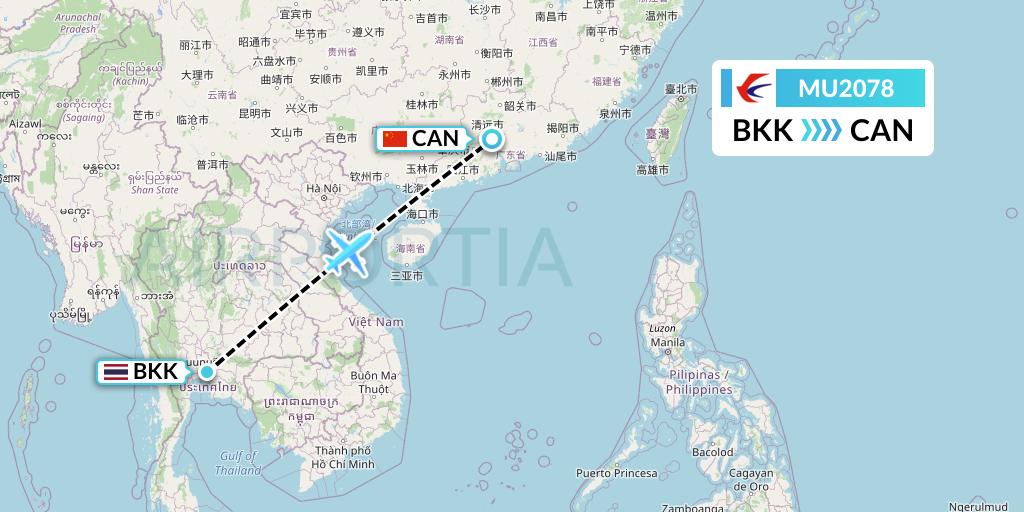 MU2078 Flight Status China Eastern Airlines: Bangkok to Guangzhou (CES2078)