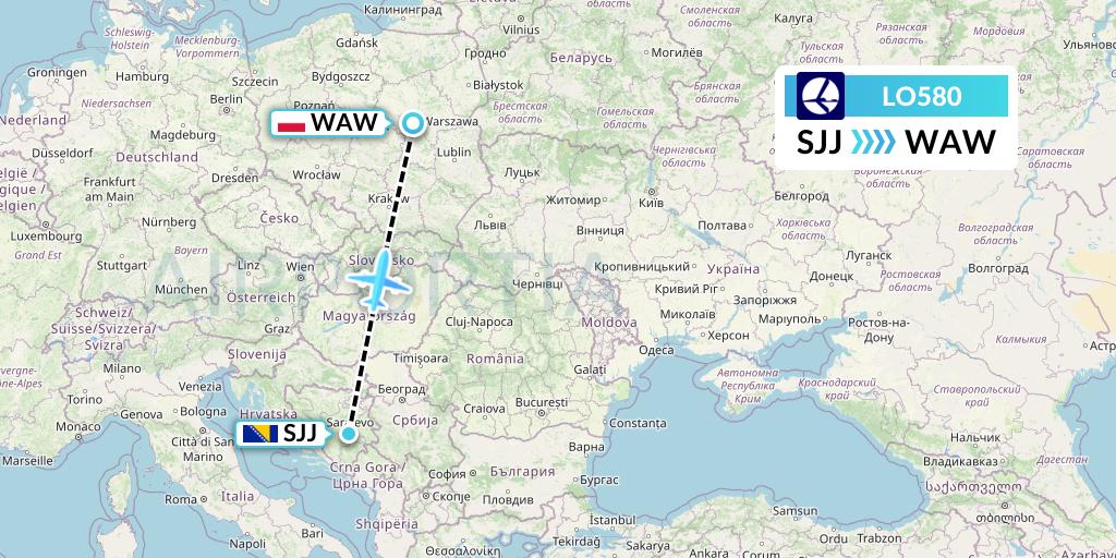 LO580 Flight Status LOT: Sarajevo to Warsaw (LOT580)