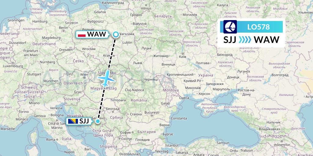 LO578 Flight Status LOT: Sarajevo to Warsaw (LOT578)