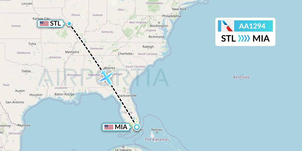AA1294 Flight Status American Airlines: St. Louis to Miami (AAL1294)