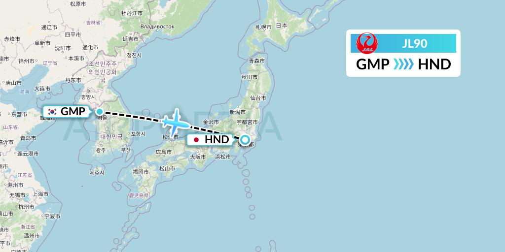 JL90 Flight Status Japan Airlines: Seoul to Tokyo (JAL90)