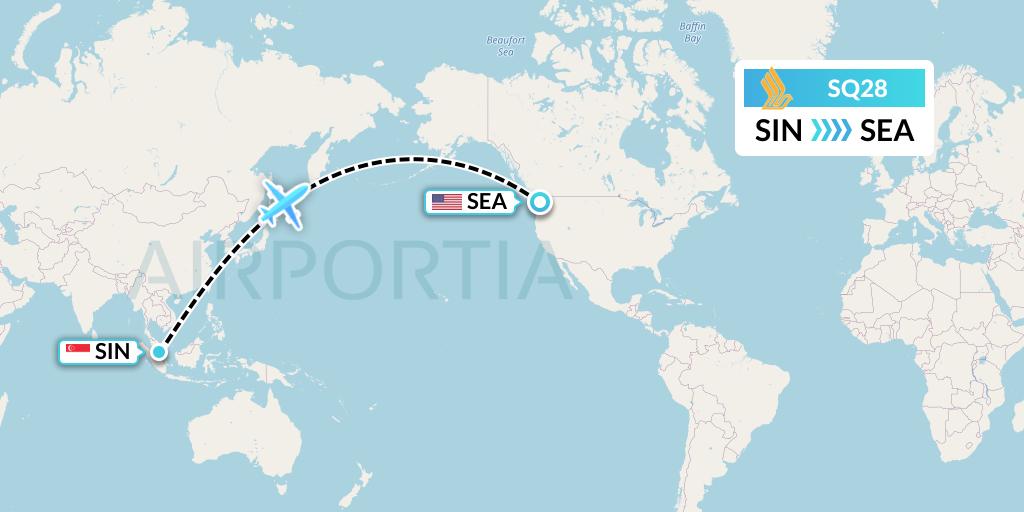 SQ28 Flight Status Singapore Airlines: Singapore to Seattle (SIA28)