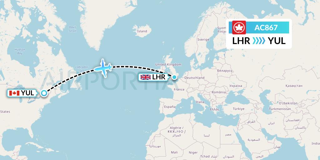 AC867 Flight Status Air Canada: London to Montreal (ACA867)