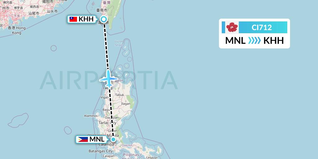 CI712 Flight Status China Airlines: Manila to Kaohsiung (CAL712)