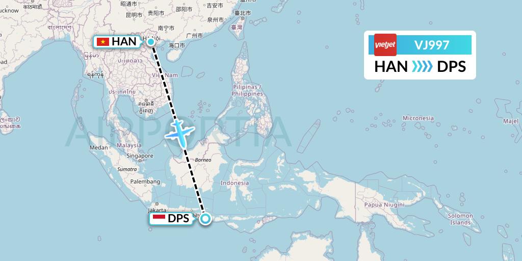 VJ997 Flight Status VietJet Air: Hanoi to Denpasar (VJC997)