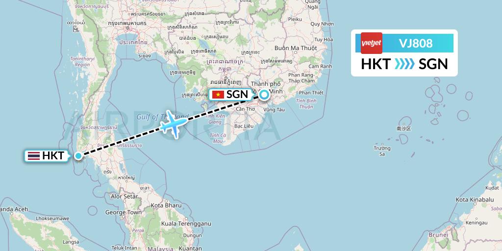 VJ808 Flight Status VietJet Air: Phuket to Ho Chi Minh City (VJC808)