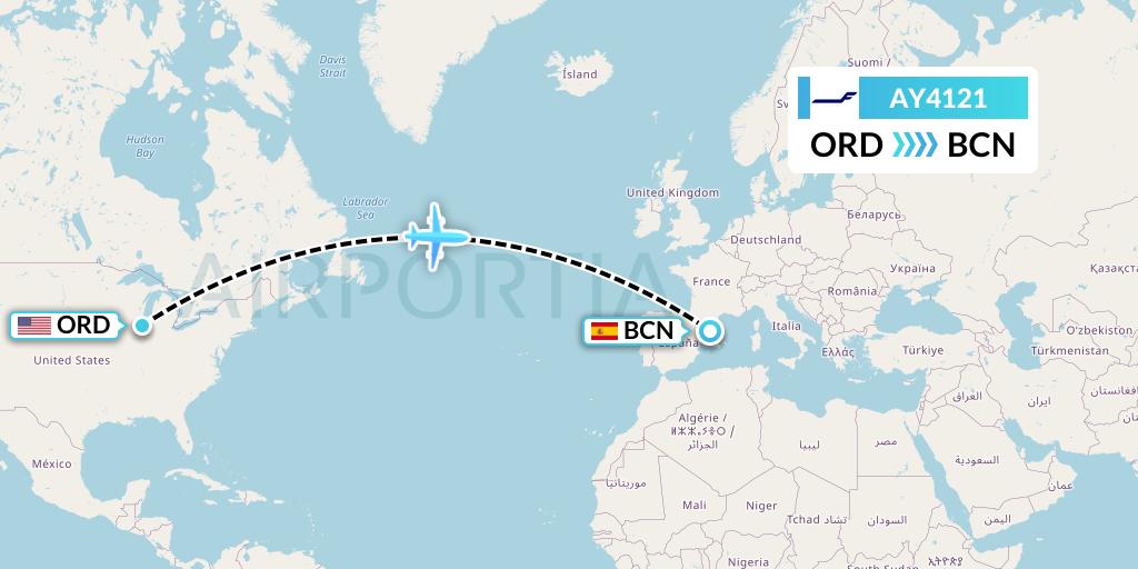 AY4121 Flight Status Finnair: Chicago to Barcelona (FIN4121)