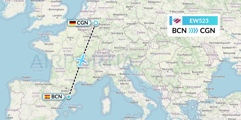 EW523 Flight Status Eurowings: Barcelona to Cologne (EWG523)