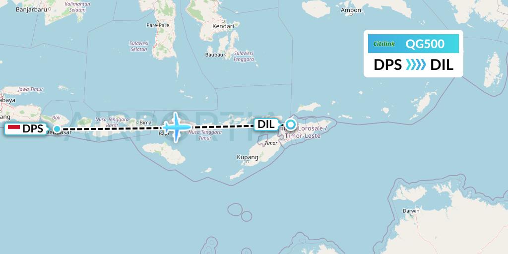 QG500 Flight Status Citilink: Denpasar to Dili (CTV500)