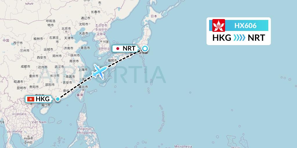 HX606 Flight Status Hong Kong Airlines: Hong Kong to Tokyo (CRK606)