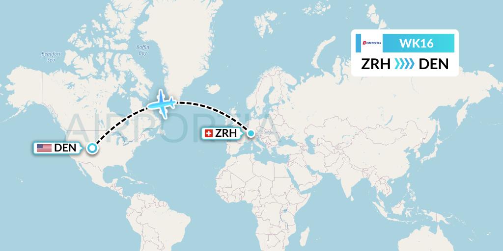 WK16 Flight Status Edelweiss Air: Zurich to Denver (EDW16)