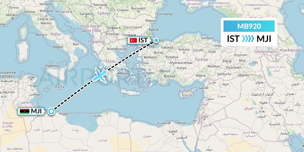 MB920 Flight Status MNG Airlines: Istanbul to Tripoli (MNB920)