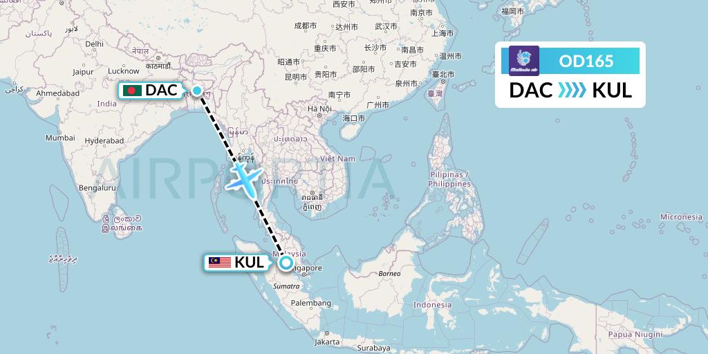 OD165 Flight Status Batik Air Malaysia: Dhaka to Kuala Lumpur (MXD165)