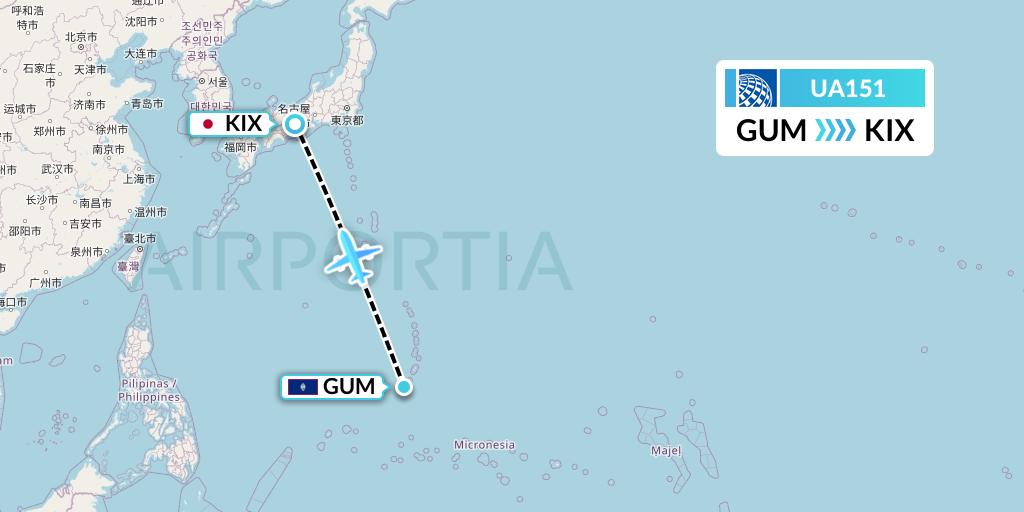 UA151 Flight Status United Airlines: Guam to Osaka (UAL151)