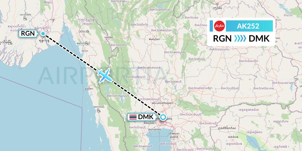 AK252 Flight Status AirAsia: Yangon to Bangkok (AXM252)