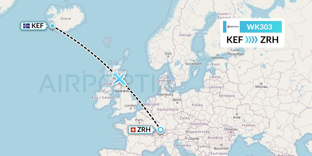 WK303 Flight Status Edelweiss Air: Reykjavik to Zurich (EDW303)