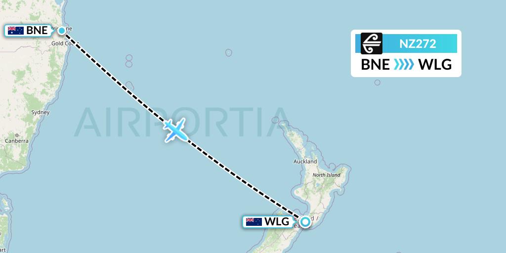 NZ272 Flight Status Air New Zealand: Brisbane to Wellington (ANZ272)