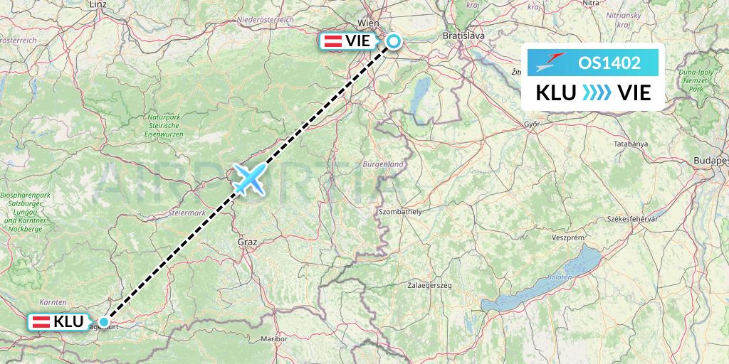 OS1402 Flight Status Austrian Airlines: Klagenfurt to Vienna (AUA1402)